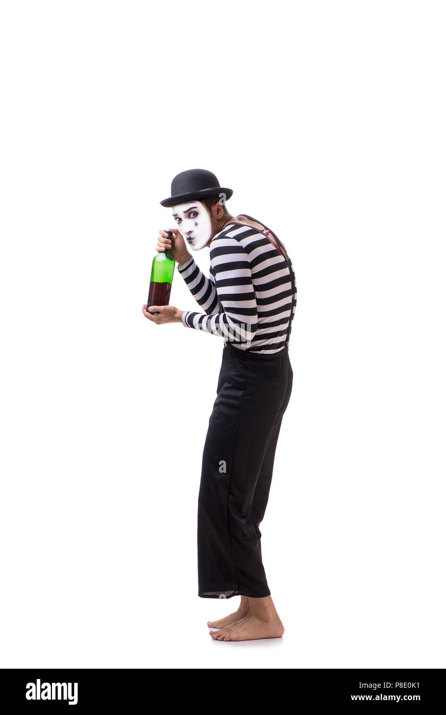 Mime drinking wine isolated on white background Stock Photo - Alamy