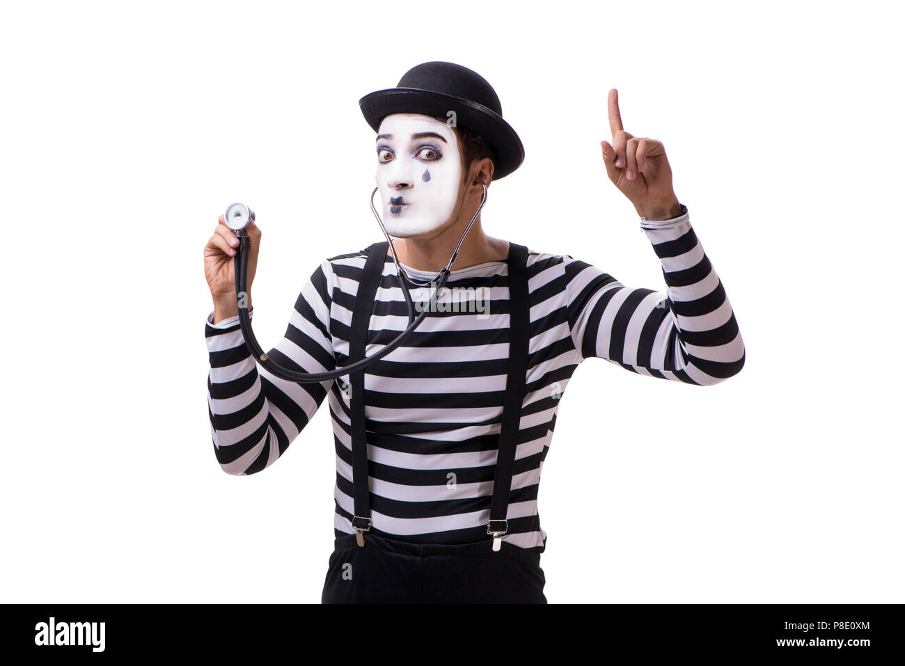 Mime with stethoscope isolated on white background Stock Photo - Alamy