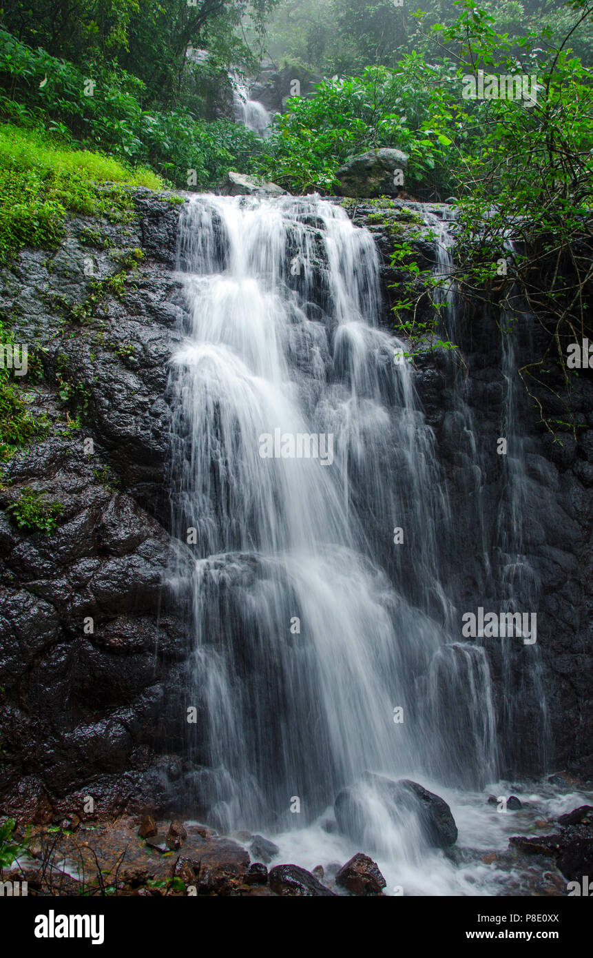 One of the many waterfalls seen during monsoon season on Amboli Ghat ...