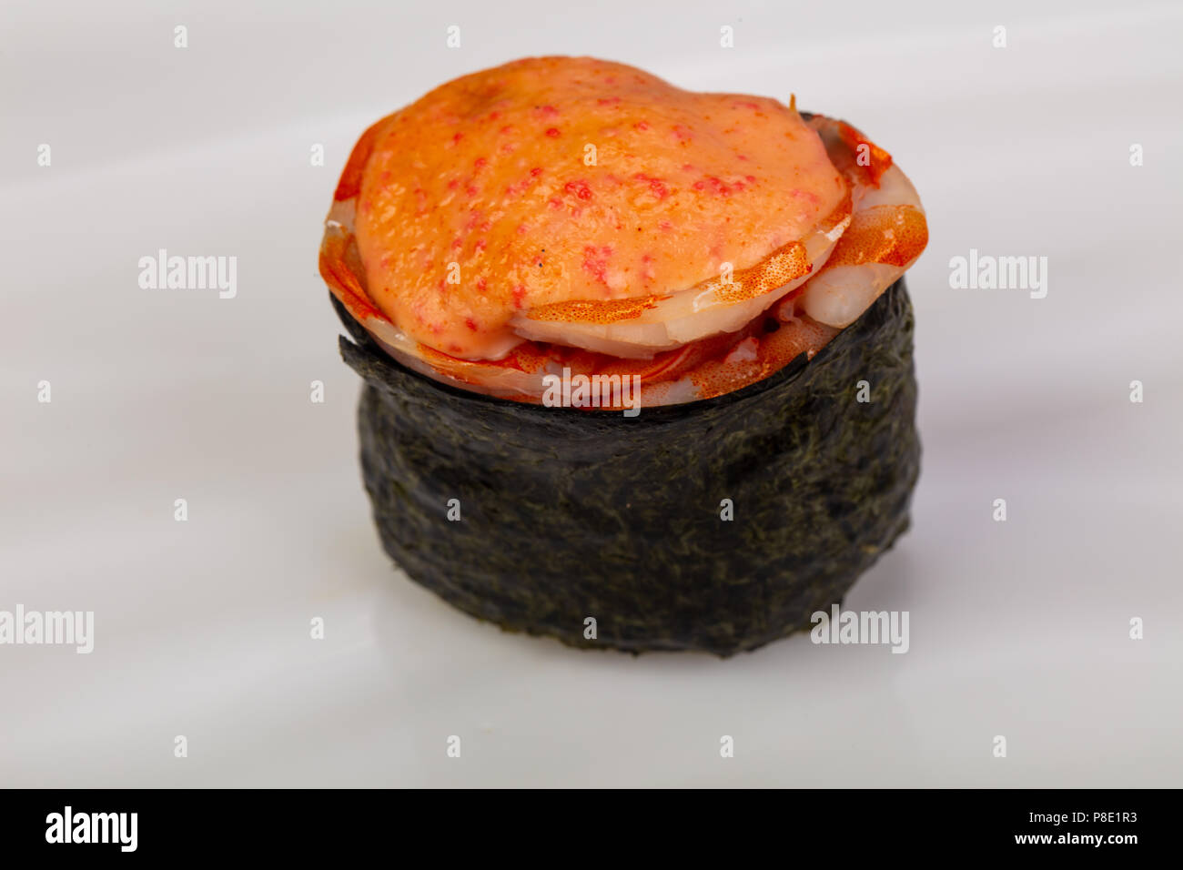 Spicy gunkan sushi with sauce Stock Photo - Alamy
