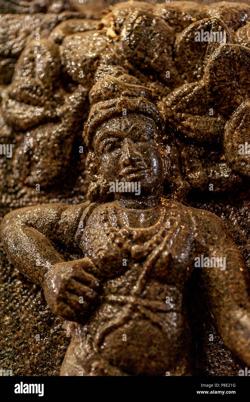 Sculpture from ancient hindu temple in Mayiladuthurai, Tamilnadu, India ...