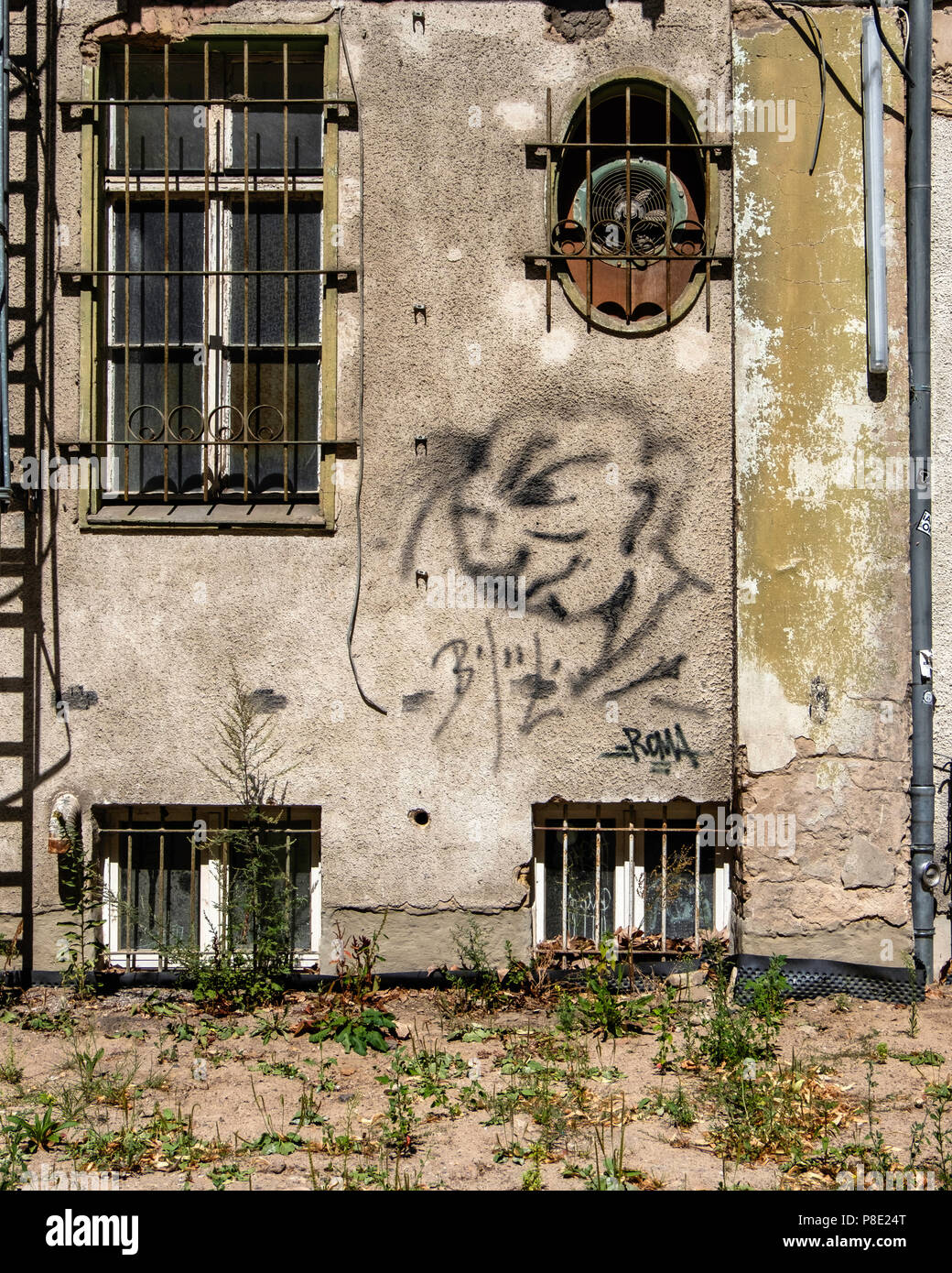 Berlin Prenzlauerberg. Prater Garten. Back of old dilapidated Prater ...