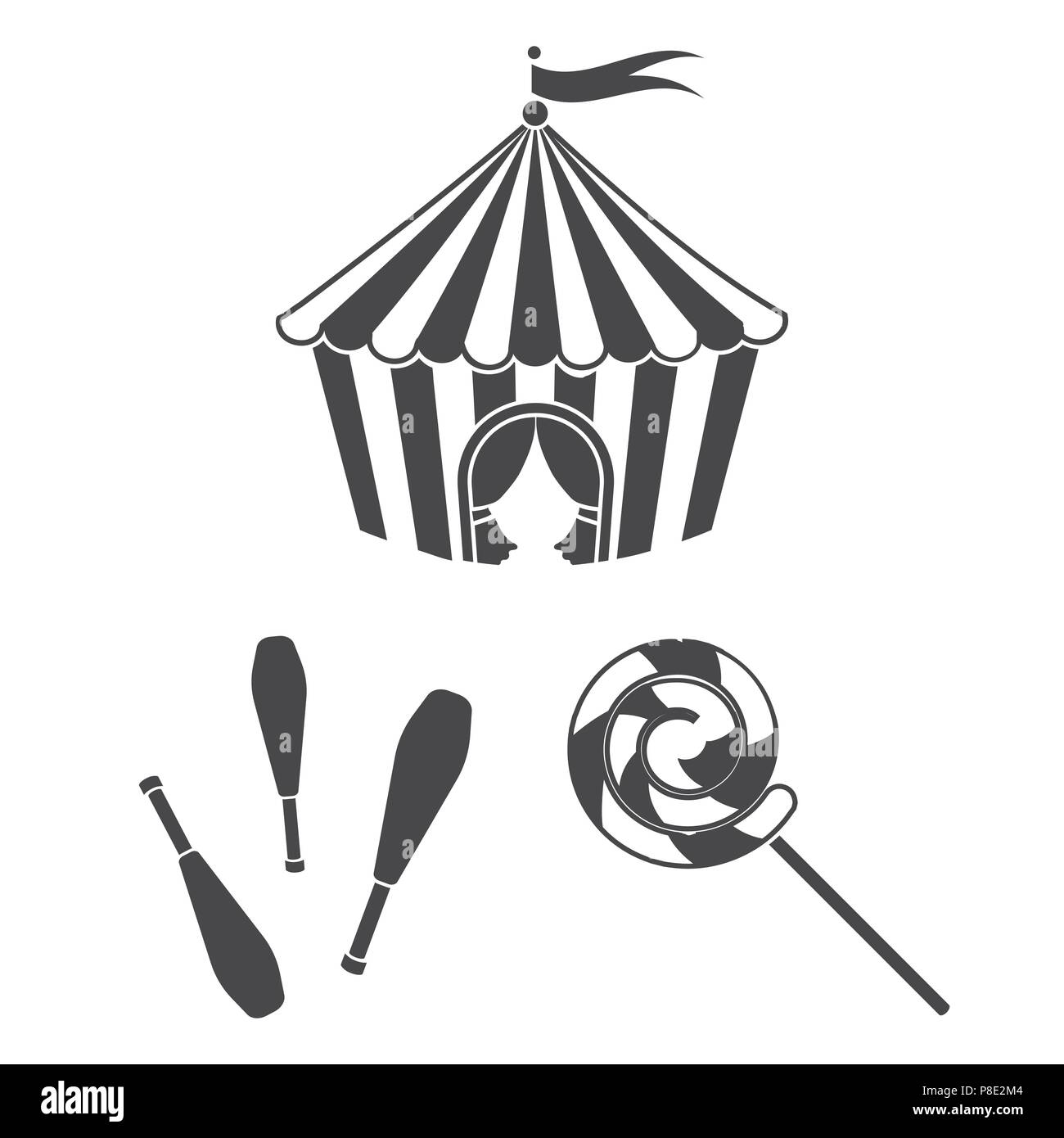 Circus and attributes black icons in set collection for design. Circus ...
