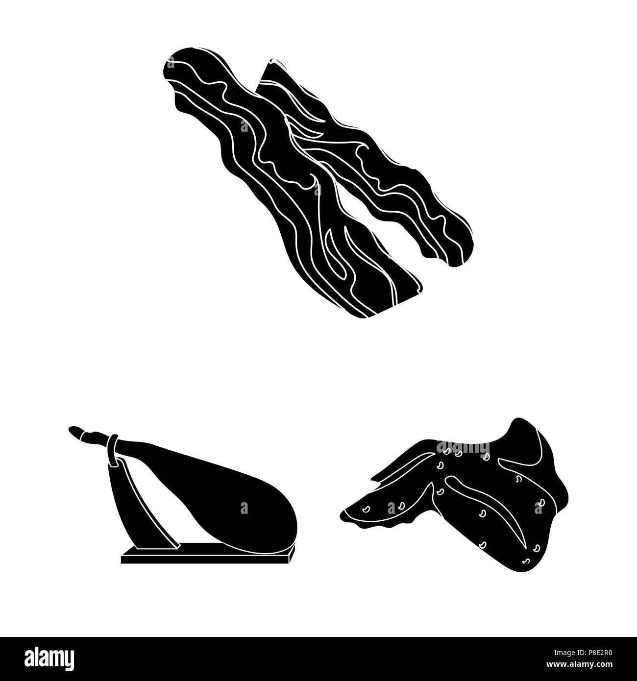 Different meat black icons in set collection for design. Meat product ...