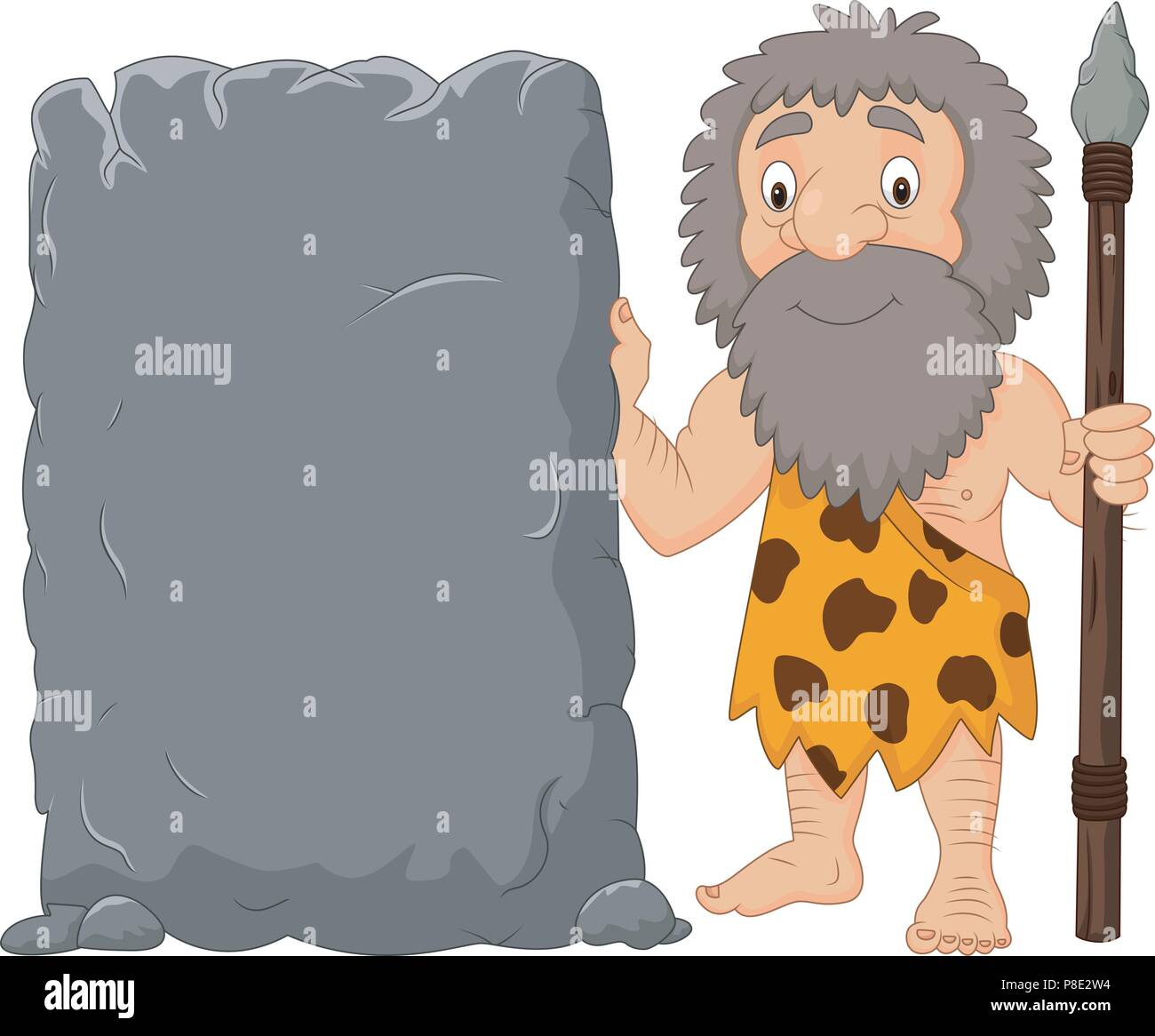 Cartoon caveman holding stone sign Stock Vector Image & Art - Alamy