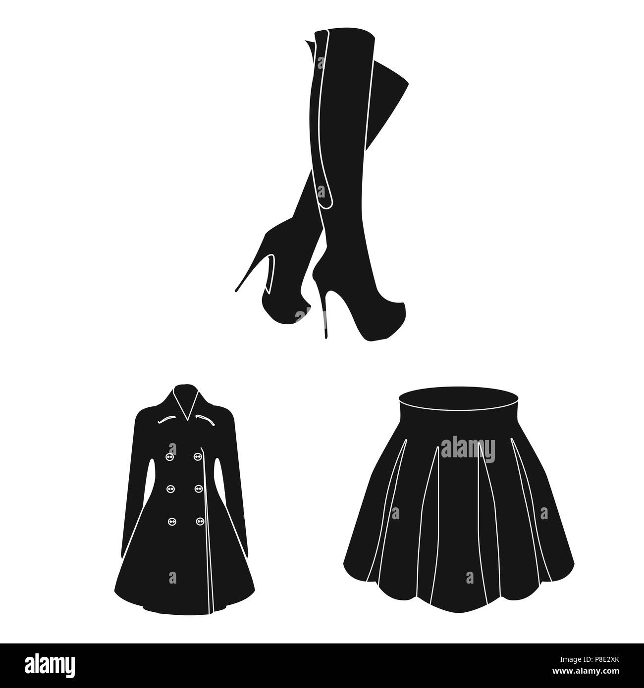 Women Clothing black icons in set collection for design.Clothing ...