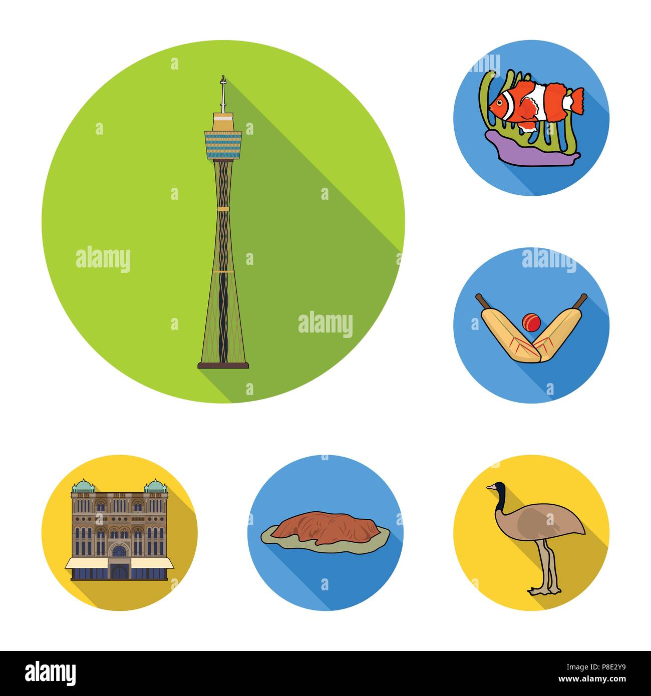 Country Australia flat icons in set collection for design.Travel and ...