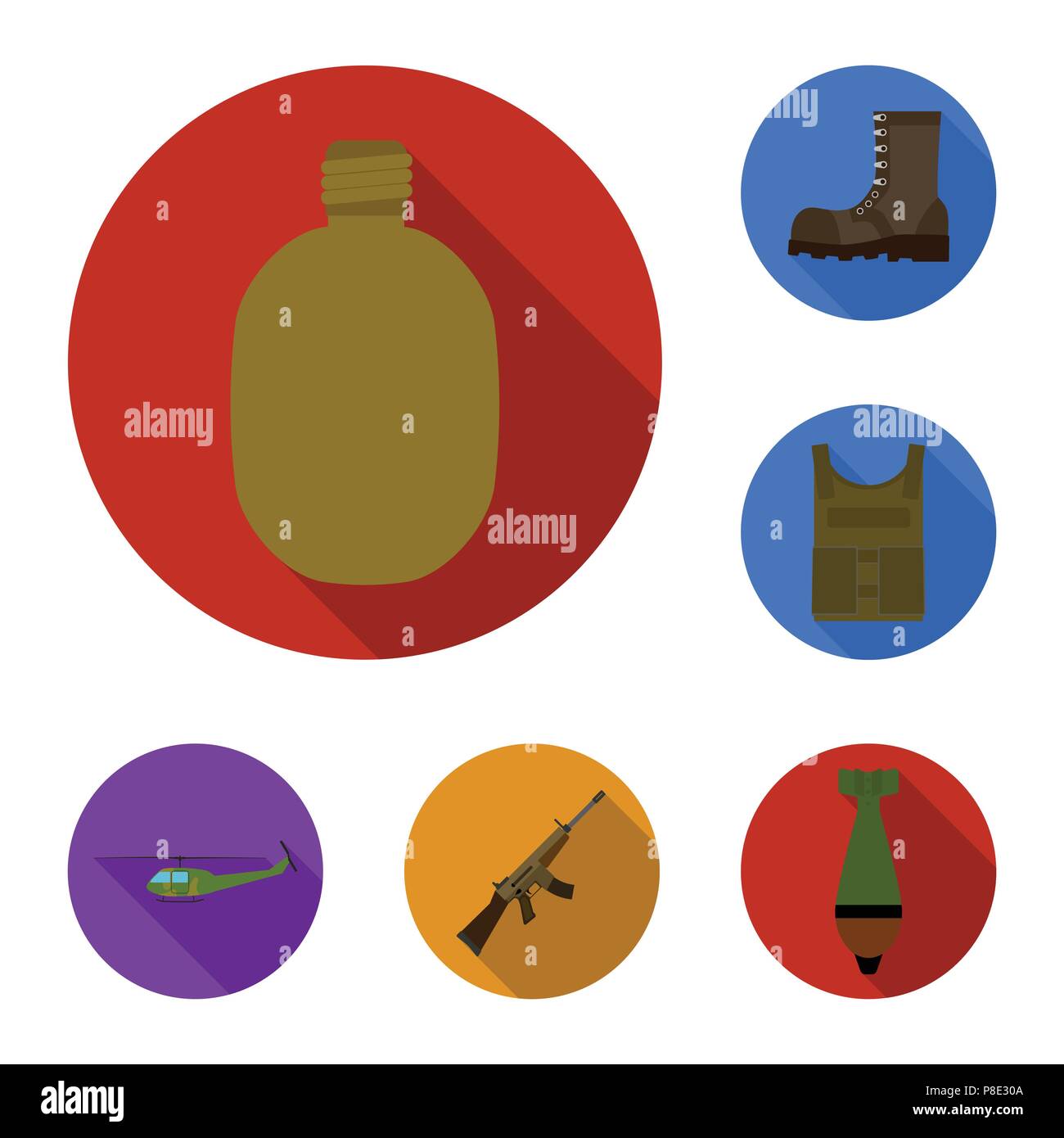 Army and armament flat icons in set collection for design. Weapons and ...