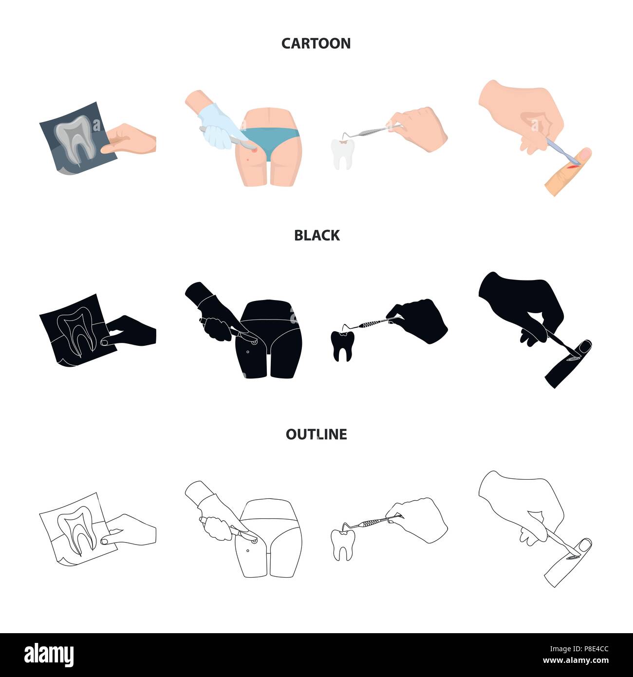 Tooth, X-ray, instrument, dentist and other icon in cartoon,black ...