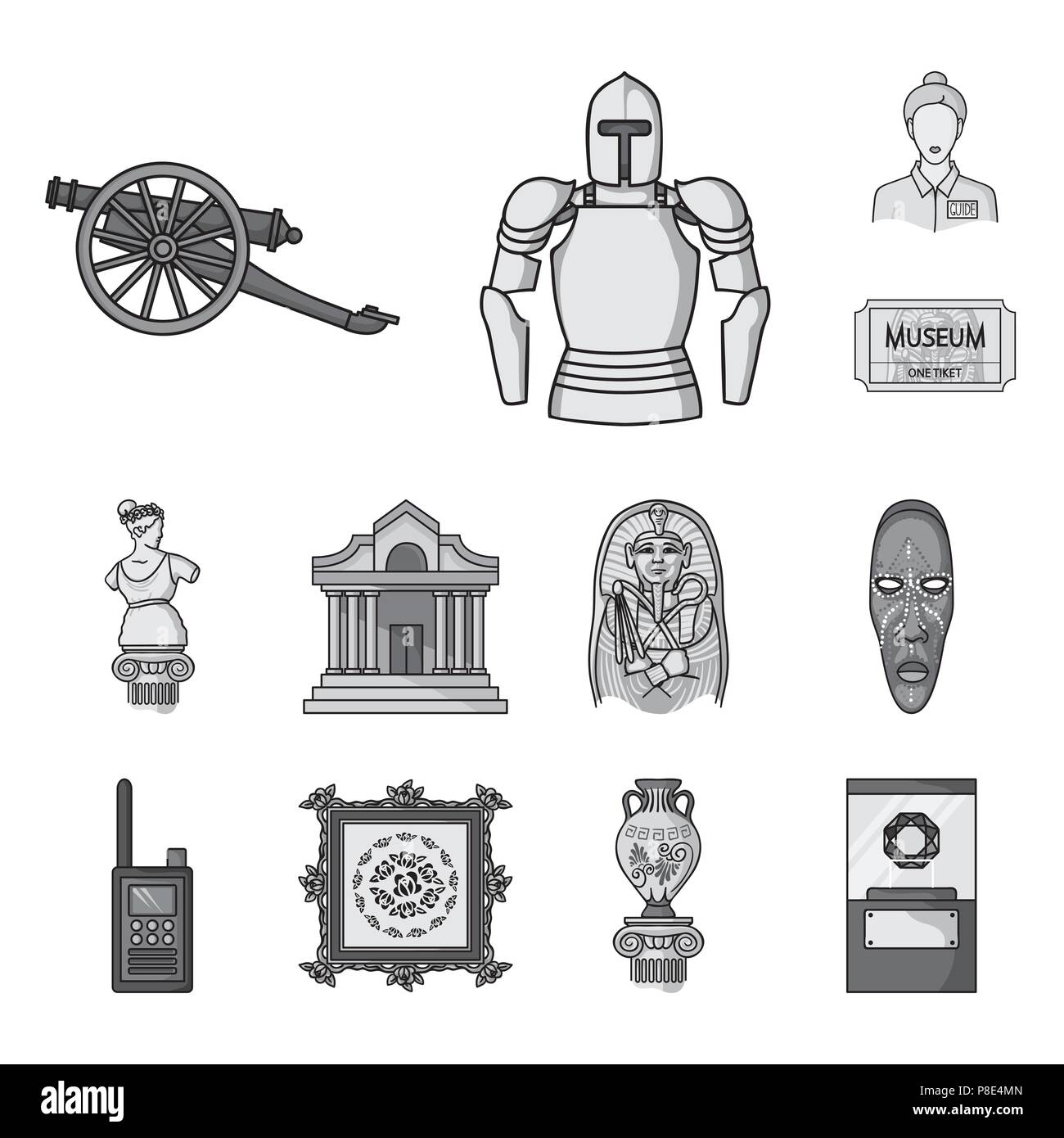 Museum and gallery monochrome icons in set collection for design ...