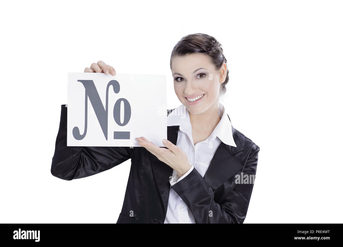 confused business woman showing symbol numbers .isolated on white Stock ...