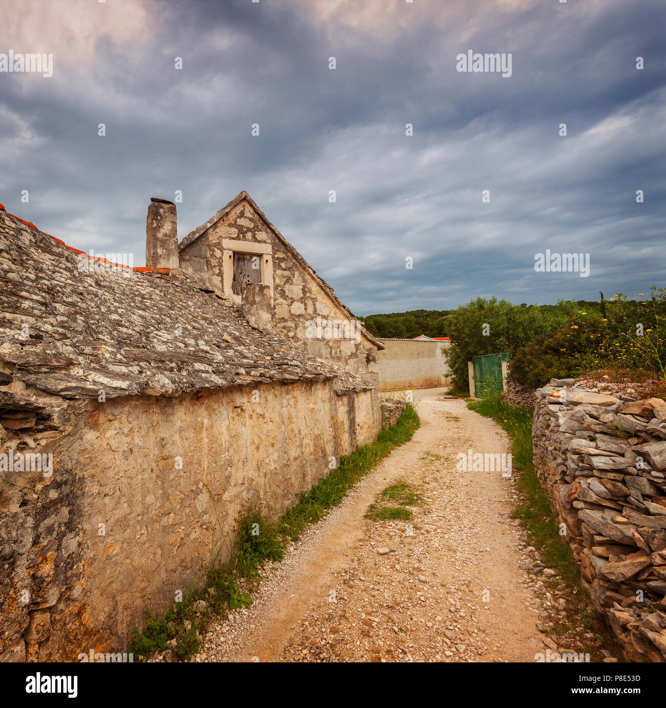 Old stone farm building on Brac island, Croatia Stock Photo - Alamy