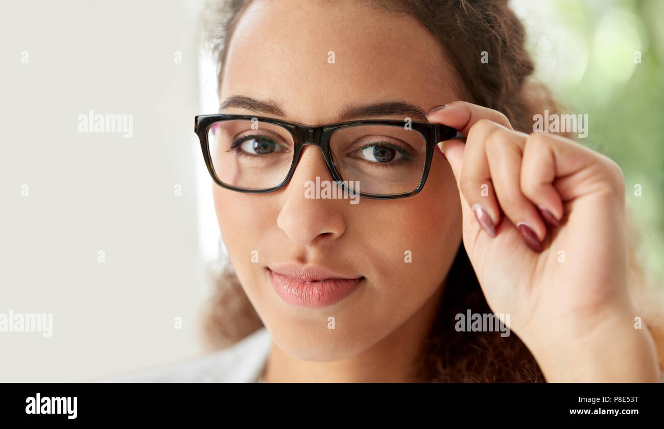 Business concept woman in glasses hi-res stock photography and images - Alamy