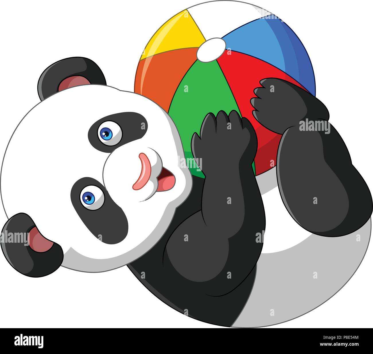 Cartoon baby panda playing with colorful ball Stock Vector Image & Art ...