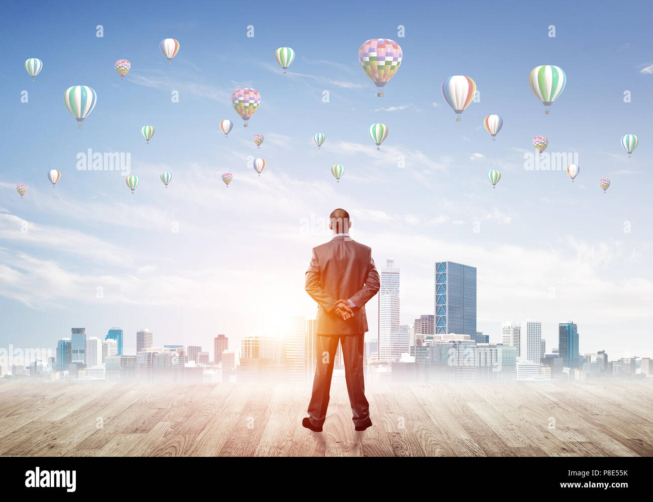 Motivation and inspiration concept with modern cityscape and ...