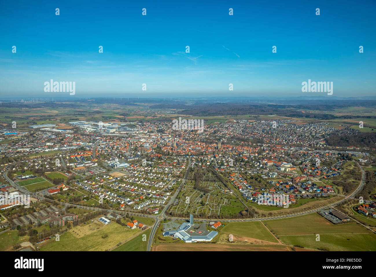 Aerial view, View of Korbach via the Südring Korbach, Hesse, Germany ...