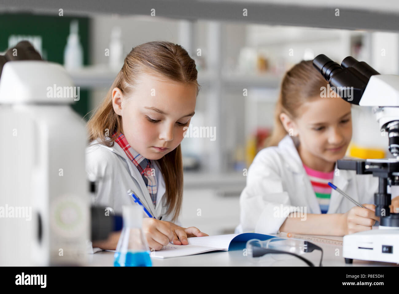 kids studying chemistry at school laboratory Stock Photo - Alamy