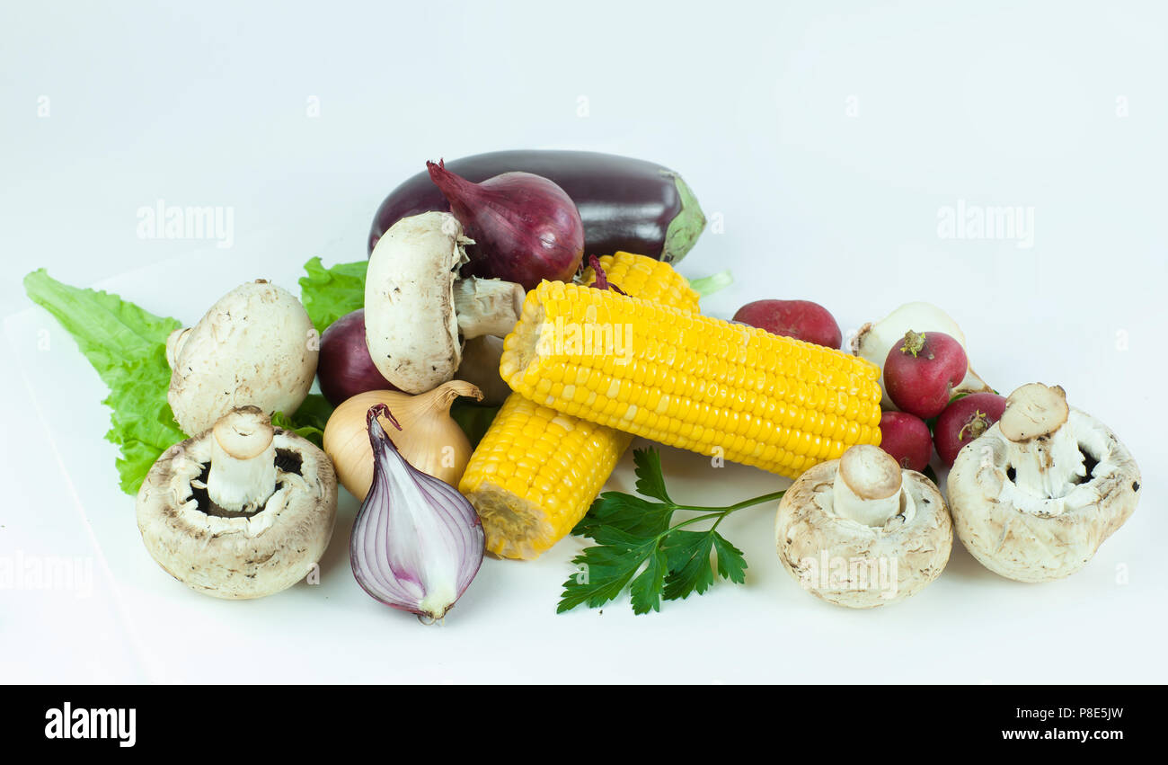 mushrooms and fresh vegetables.isolated on a white background Stock ...