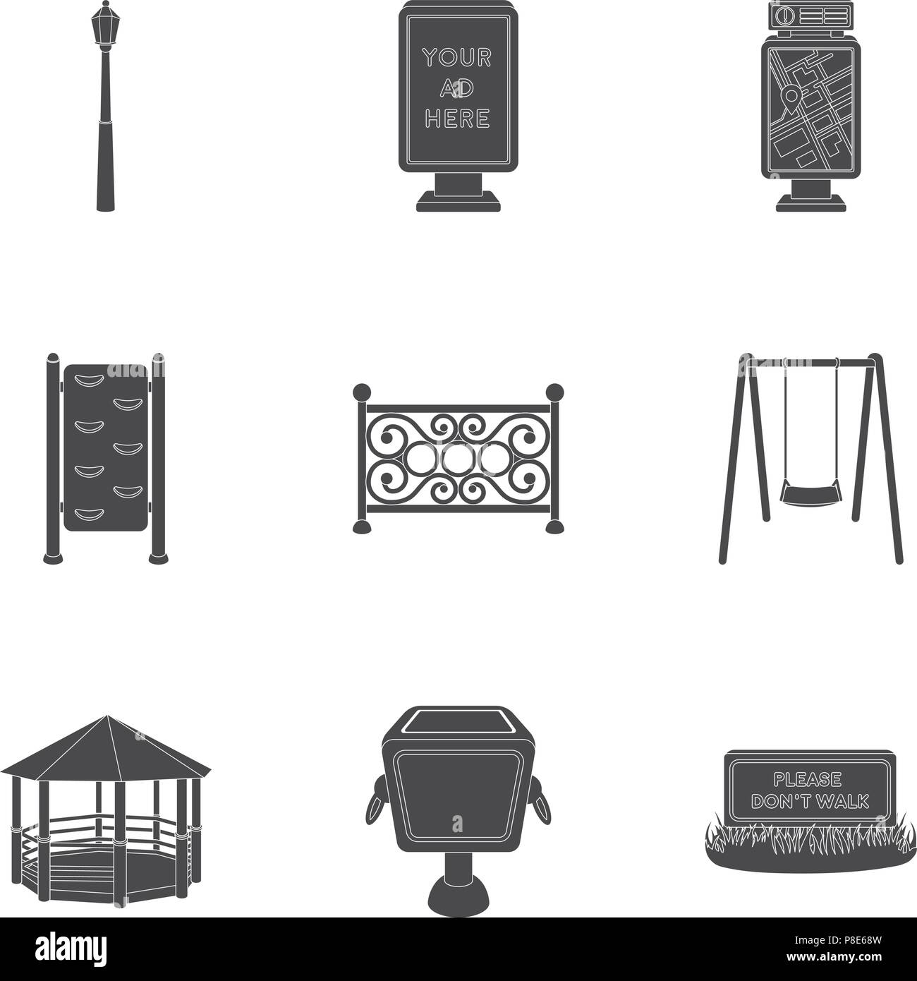 Park set icons in black style. Big collection of park vector symbol ...