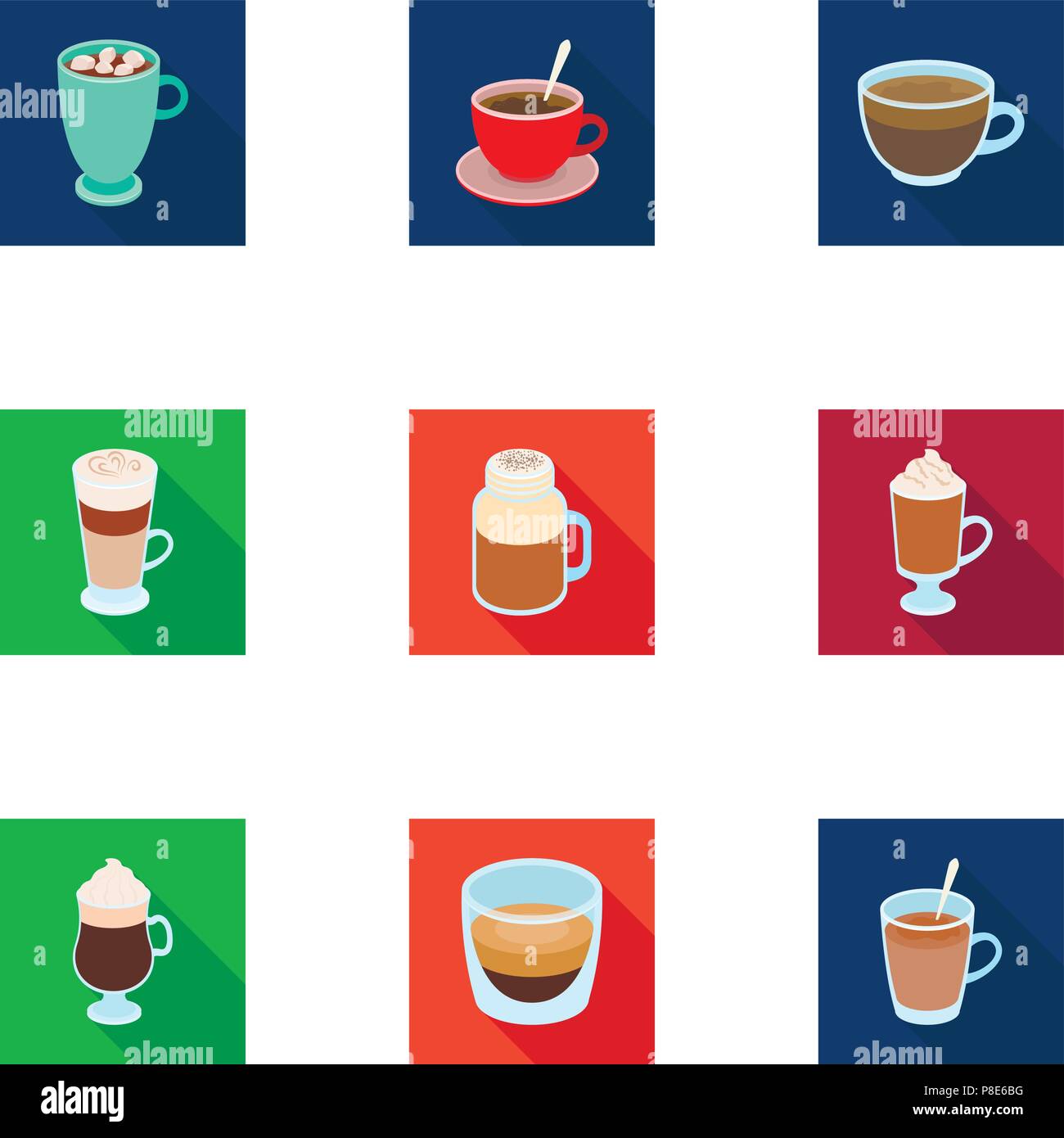 Different kinds of coffee flat icons in set collection for design ...