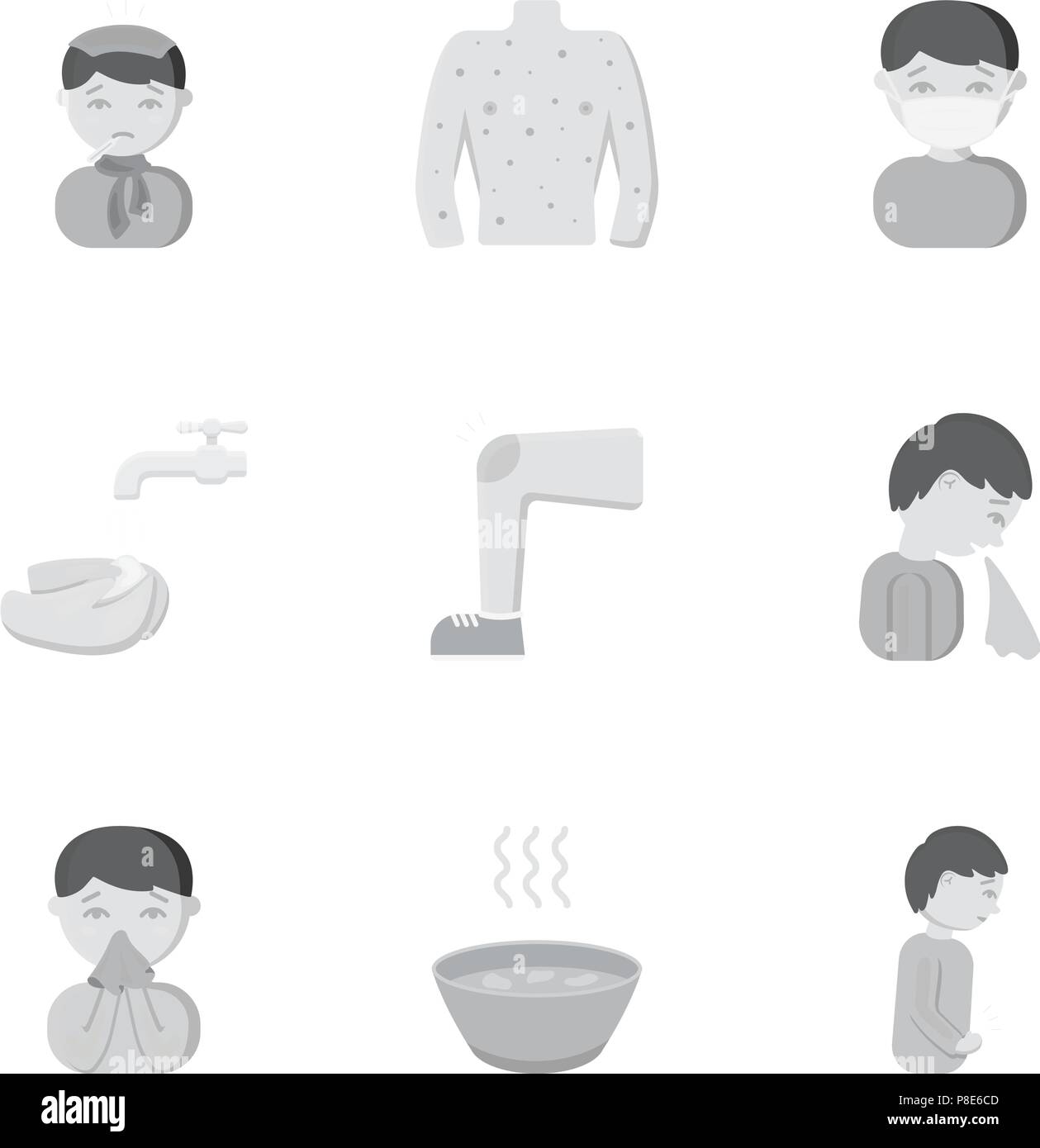 Sick set icons in monochrome style. Big collection io sick vector ...