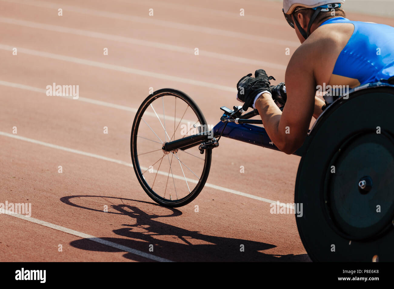 men wheelchair racer on track stadium competition disabled Stock Photo ...