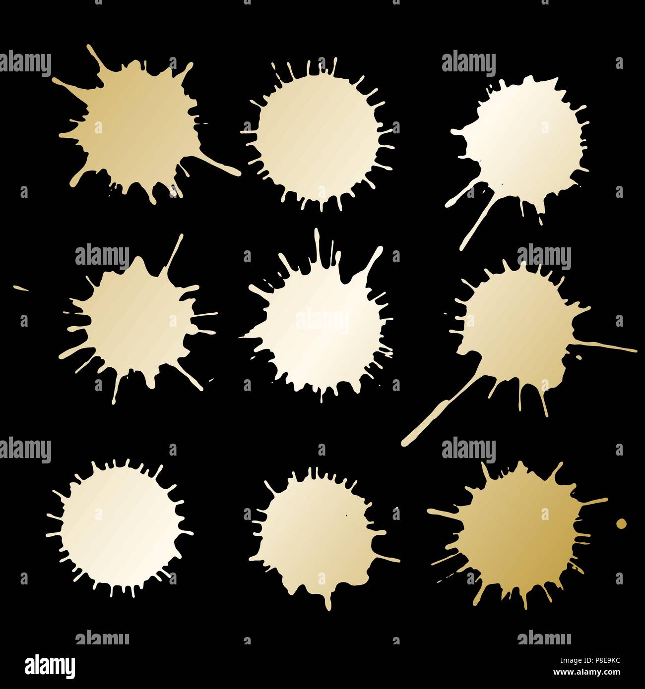 Gold paint spots. Drops golden texture . Set for grunge splash textures ...