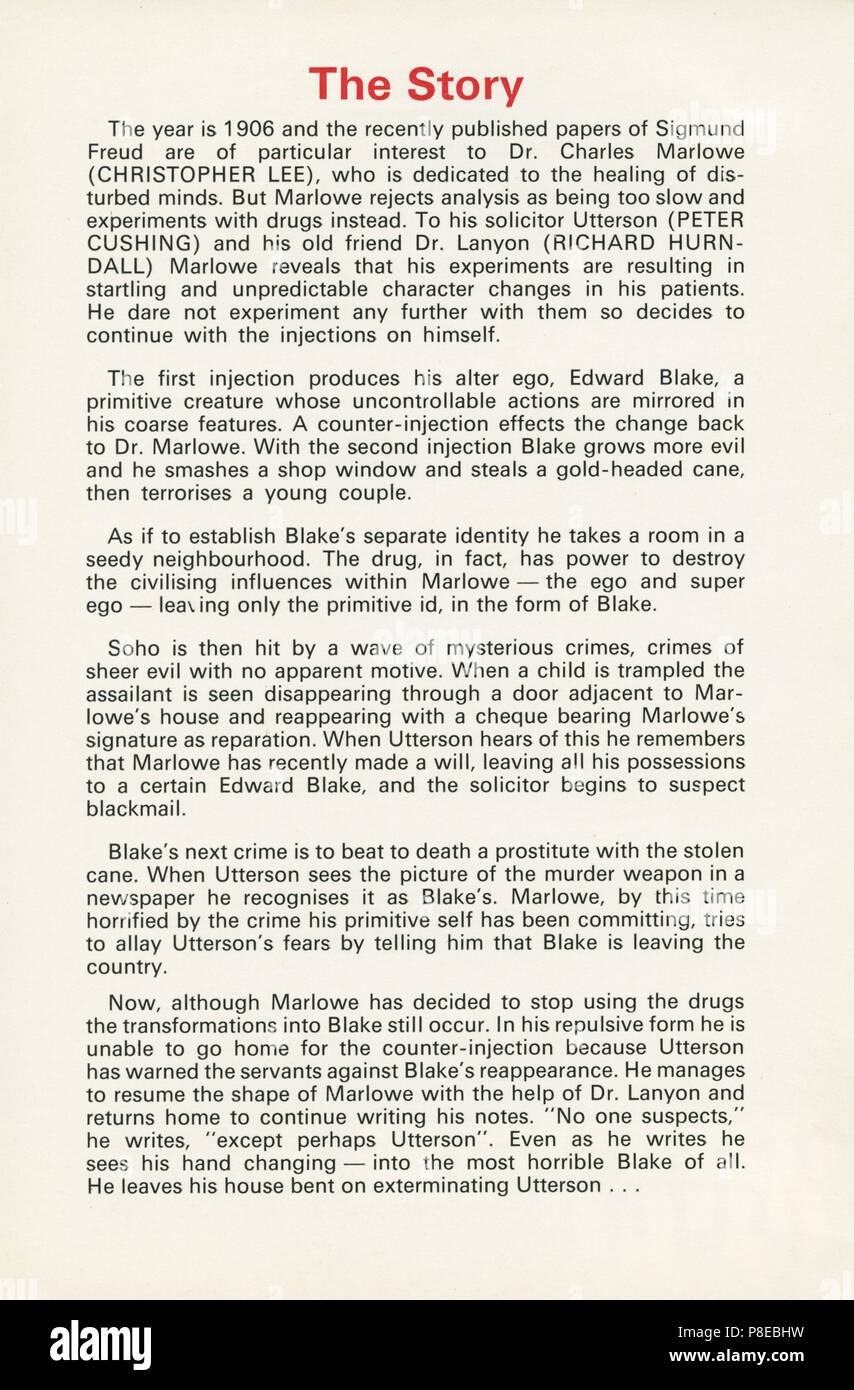 I Monster (1971) Publicity information, Date: 1971 Stock Photo - Alamy