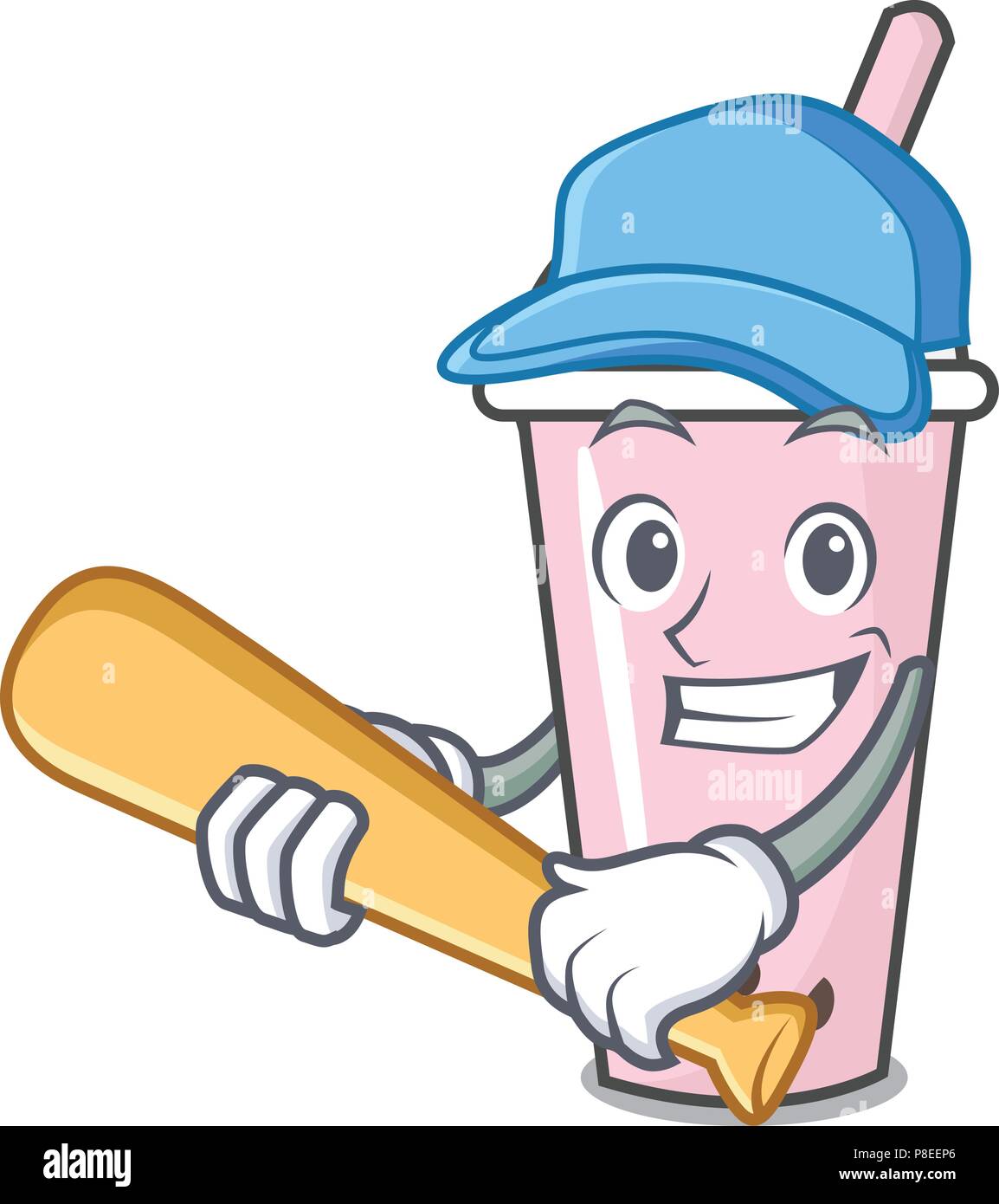 Playing baseball raspberry bubble tea character cartoon Stock Vector ...