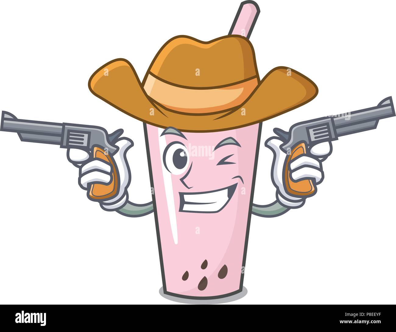 Cowboy raspberry bubble tea character cartoon Stock Vector Image & Art ...