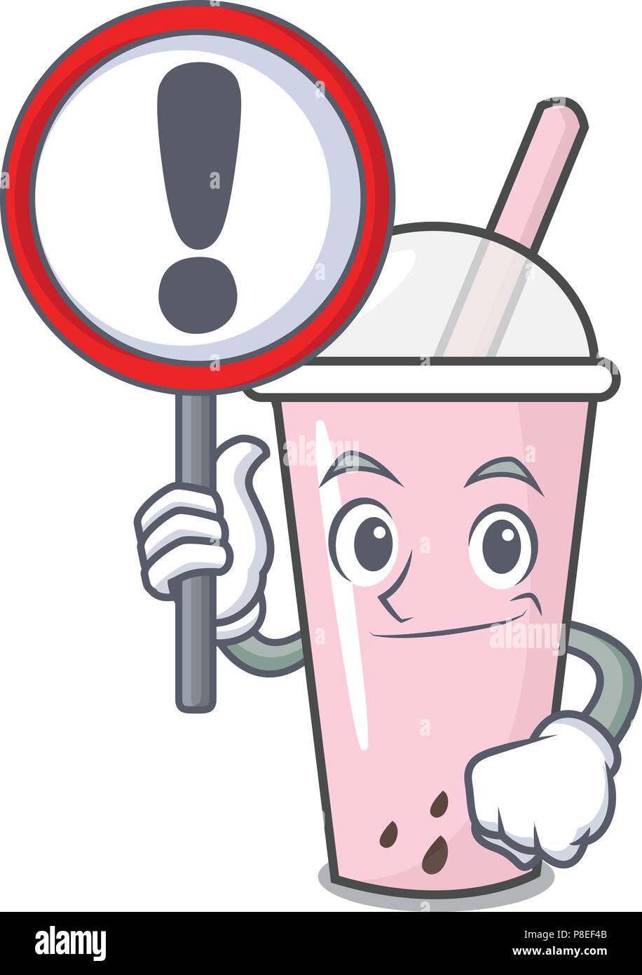 With sign raspberry bubble tea character cartoon Stock Vector Image ...