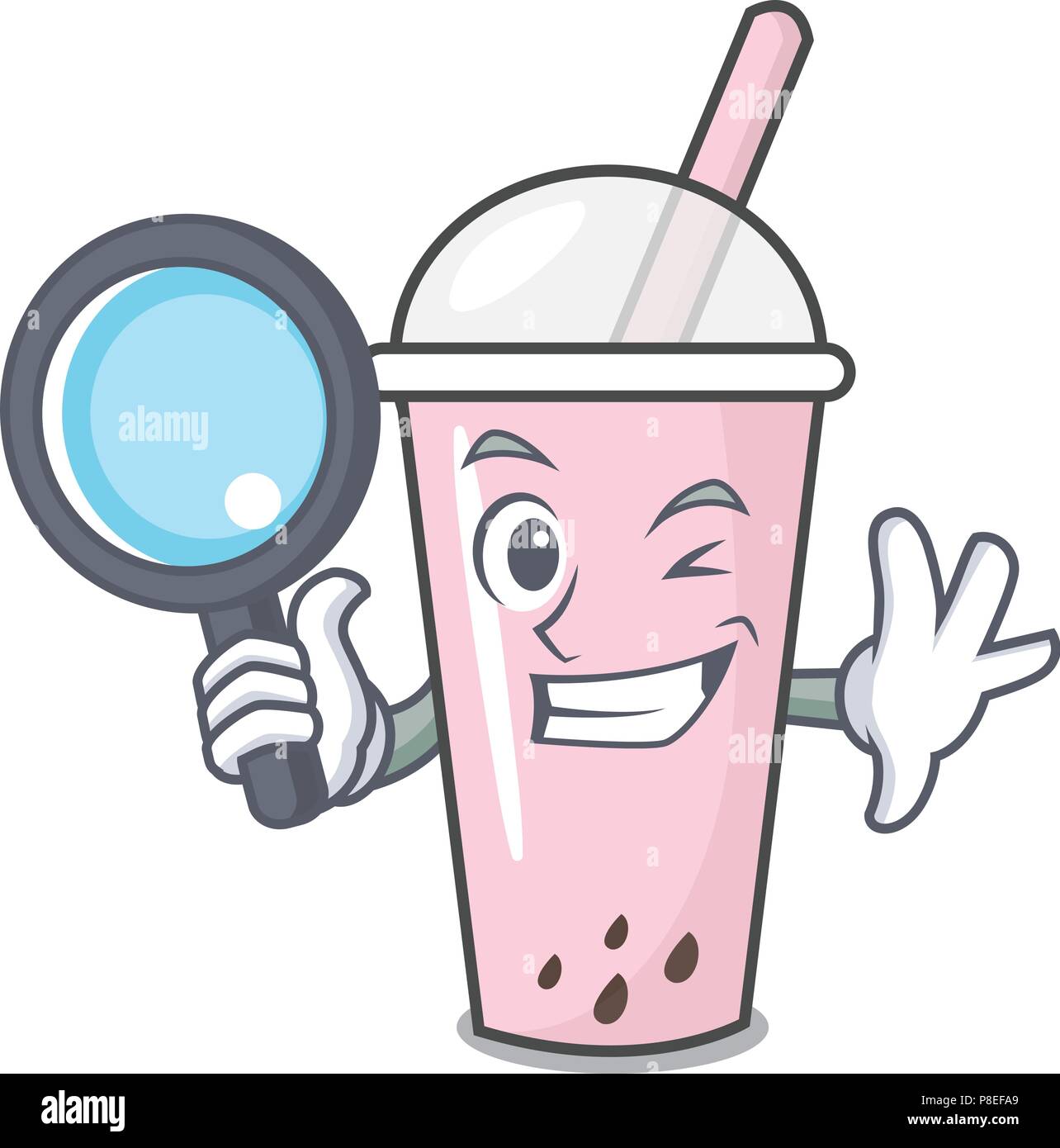 Detective raspberry bubble tea character cartoon Stock Vector Image ...