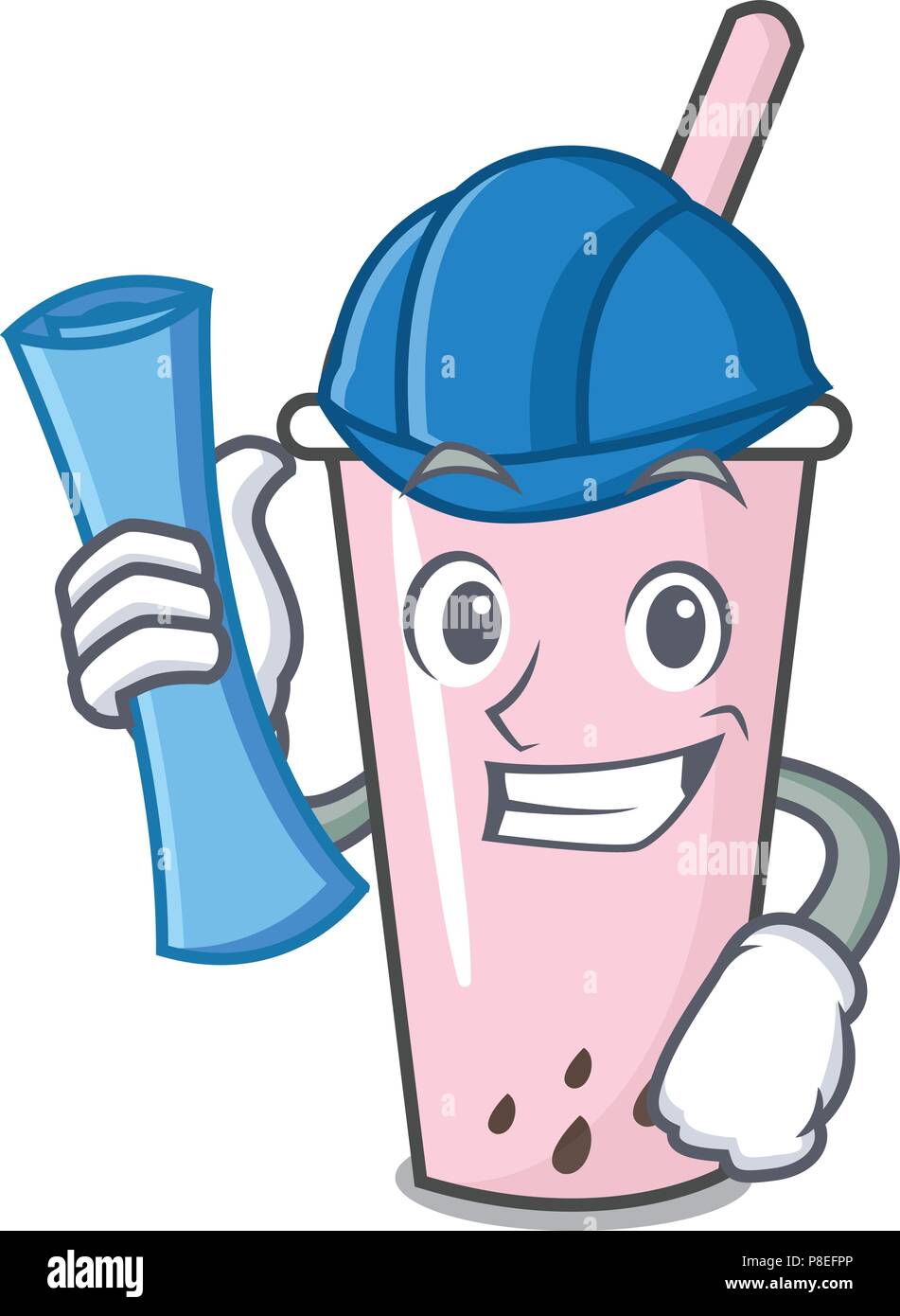 Architect raspberry bubble tea character cartoon Stock Vector Image ...