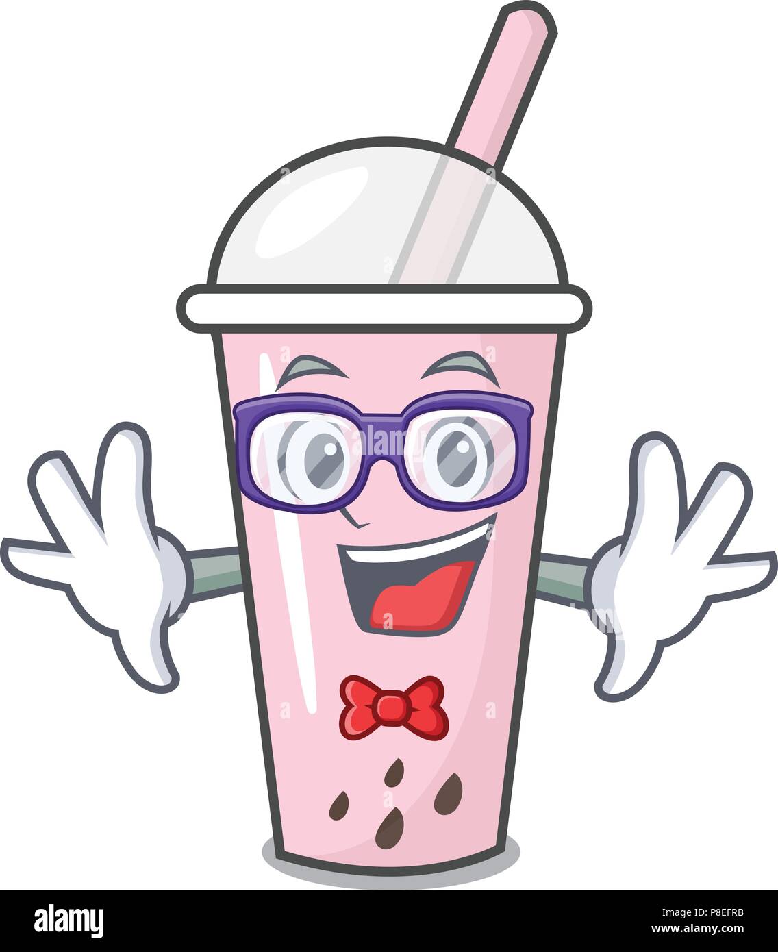 Geek raspberry bubble tea character cartoon Stock Vector Image & Art ...