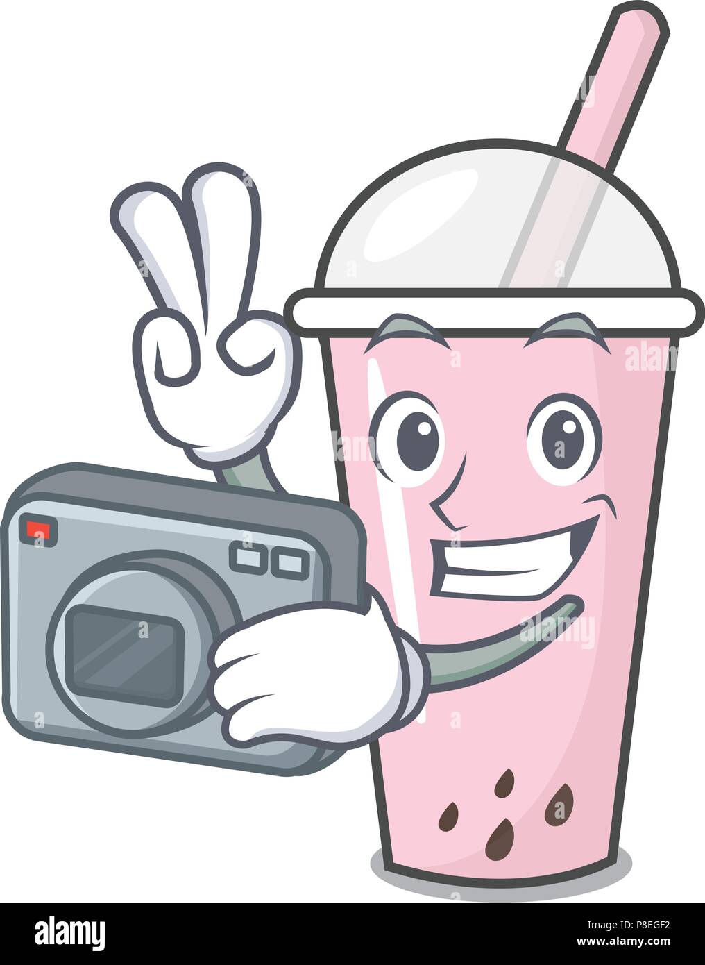 Photographer raspberry bubble tea character cartoon Stock Vector Image ...