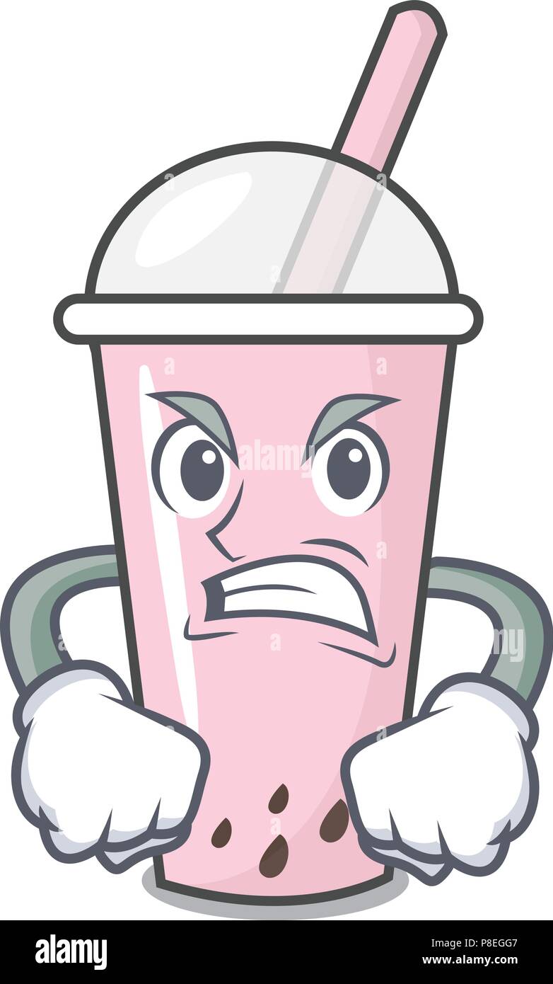 Angry raspberry bubble tea character cartoon Stock Vector Image & Art ...