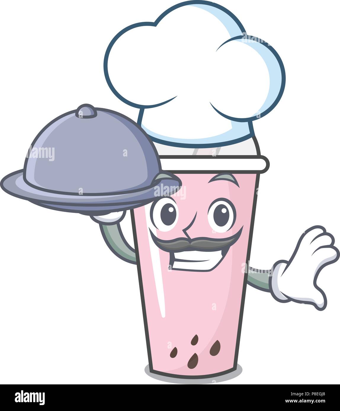 Chef with food raspberry bubble tea character cartoon Stock Vector ...