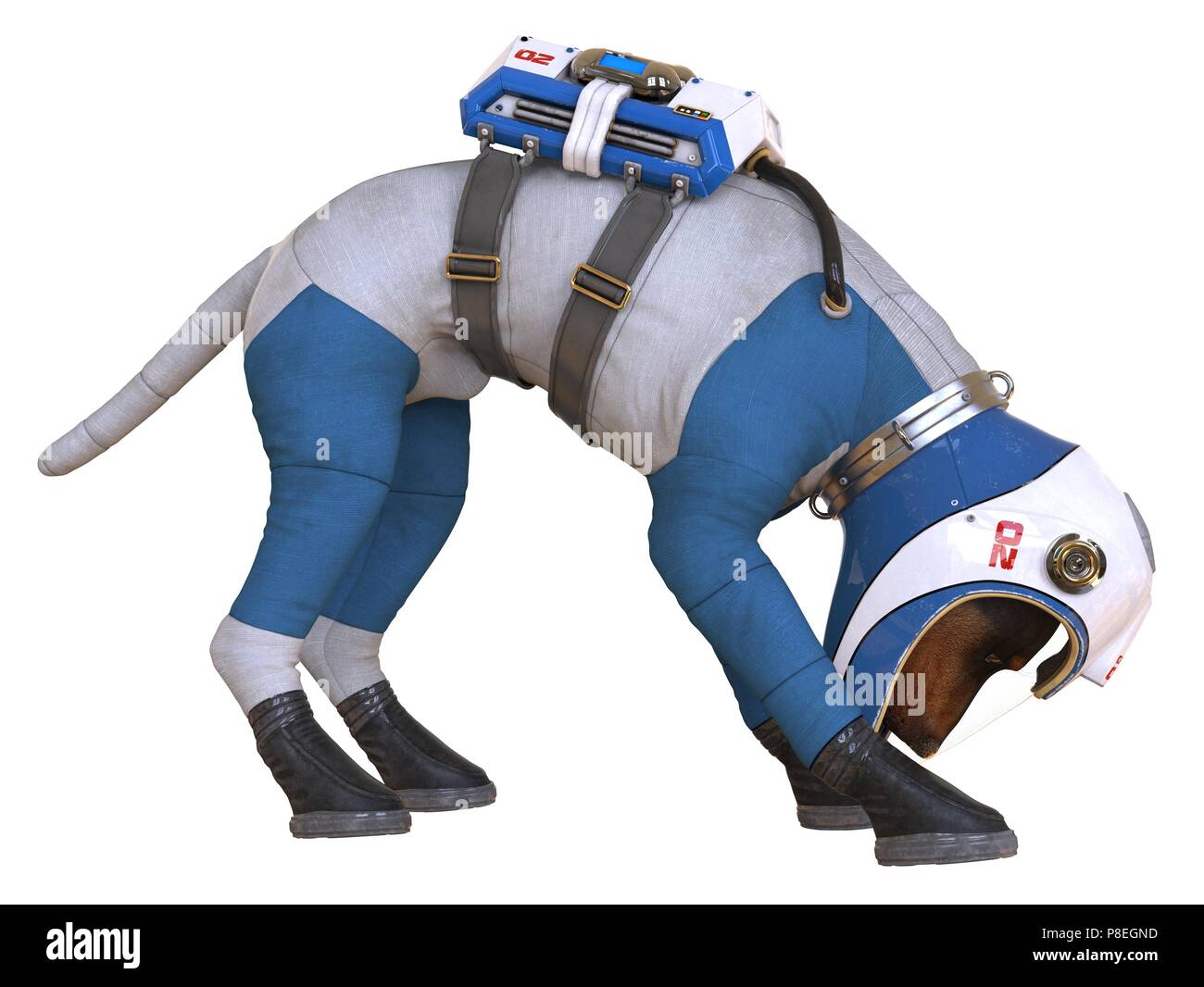 Dog in an astronaut's space suit. 3D illustration isolated on white ...