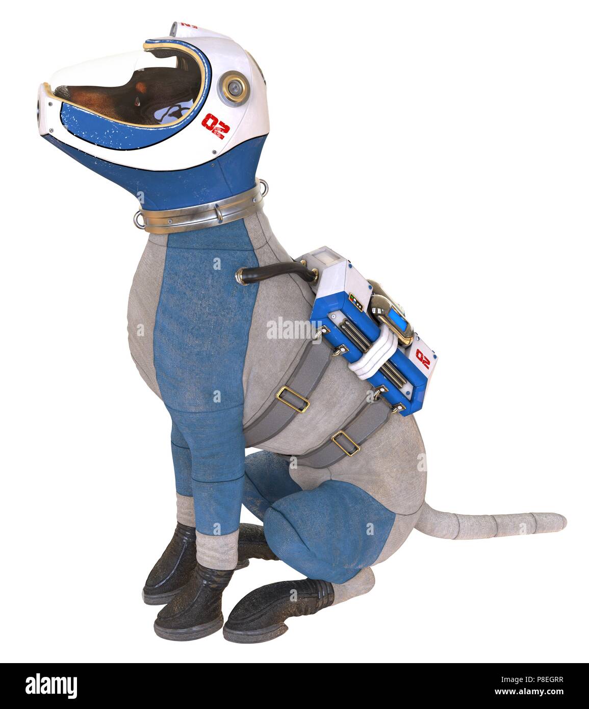 Dog in an astronaut's space suit. 3D illustration isolated on white ...