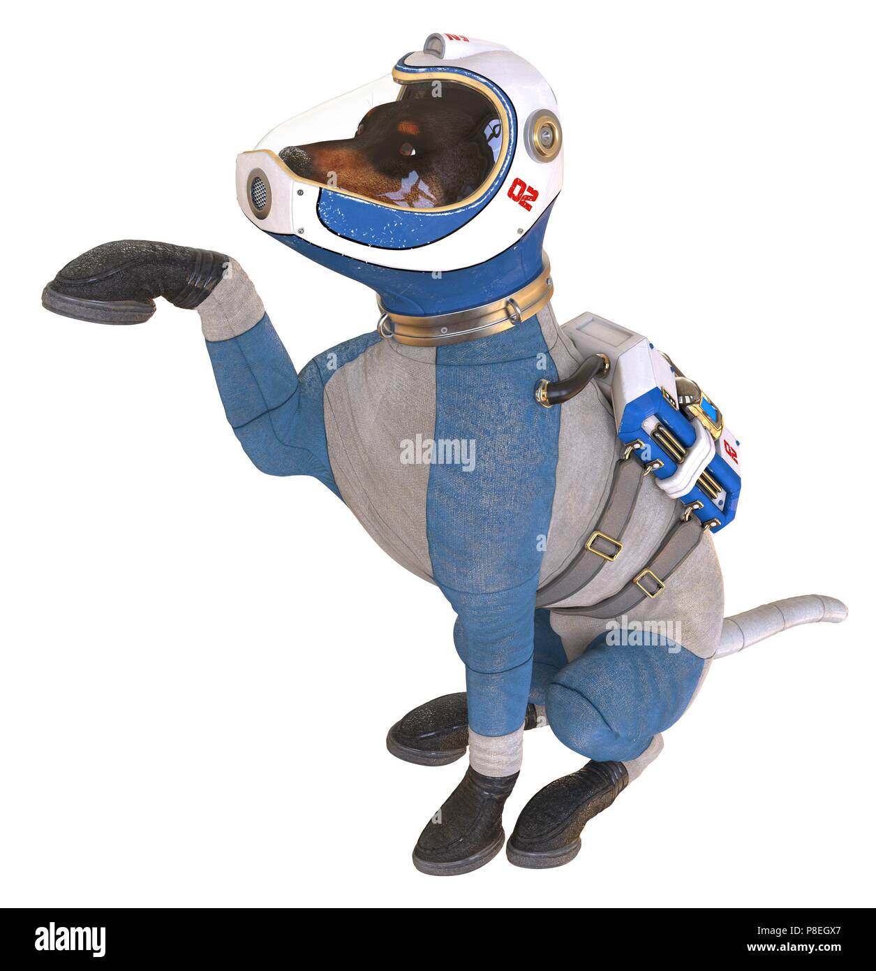 Dog in an astronaut's space suit. 3D illustration isolated on white ...
