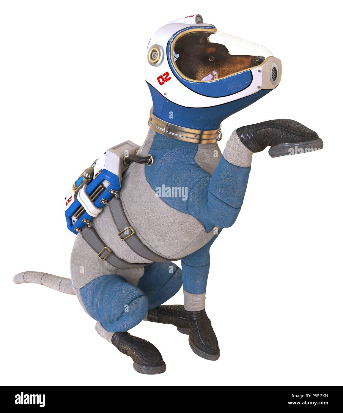 Dog in an astronaut's space suit. 3D illustration isolated on white ...