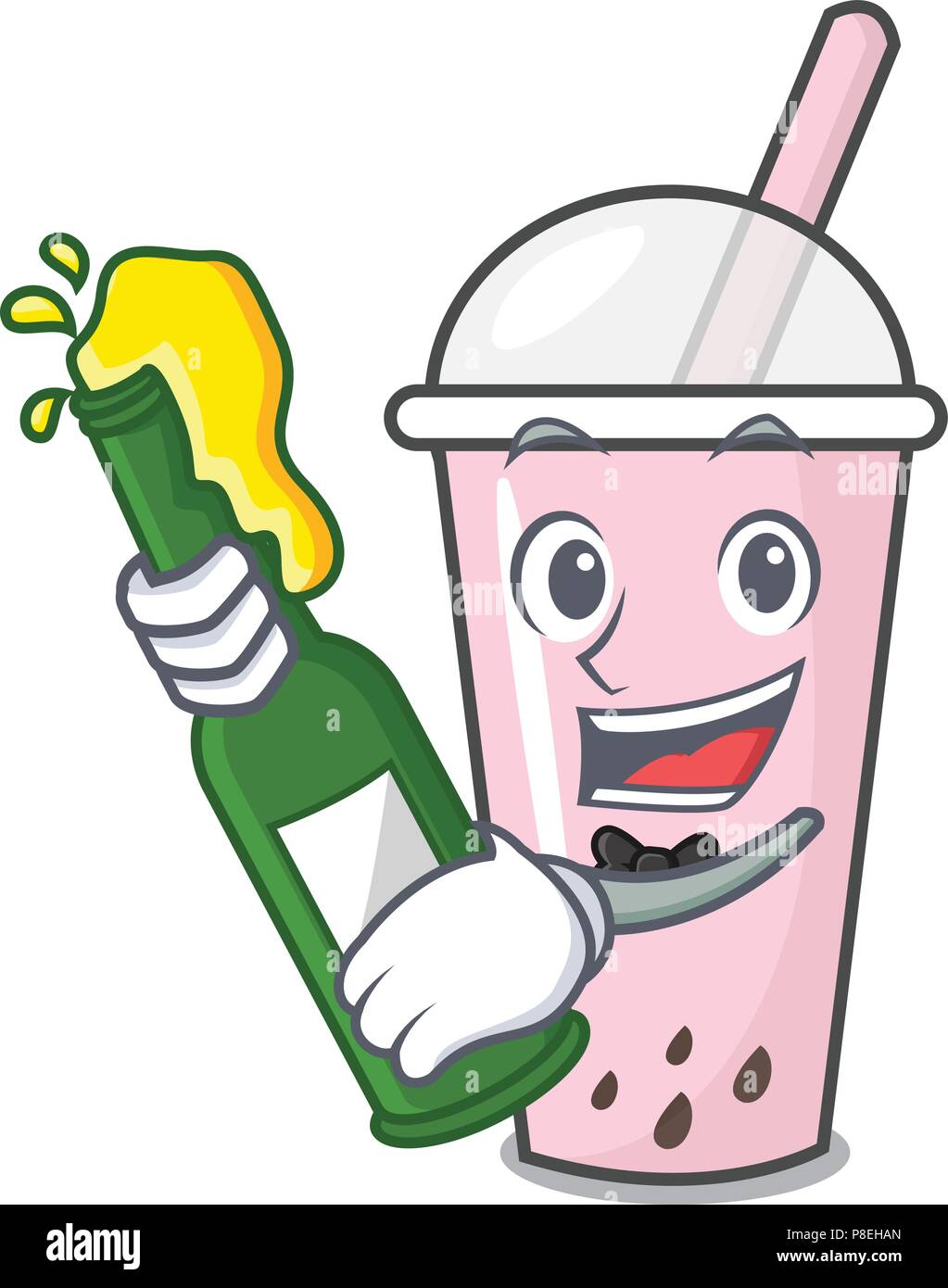 With beer raspberry bubble tea character cartoon Stock Vector Image ...