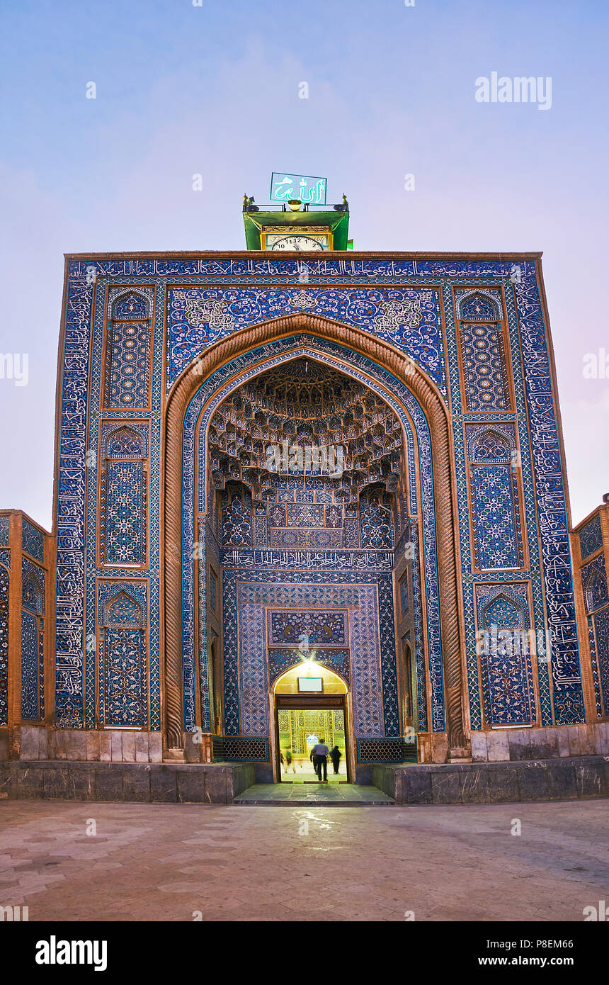 The tall entrance portal of Jame Mozaffari Mosque, facing Shohada ...