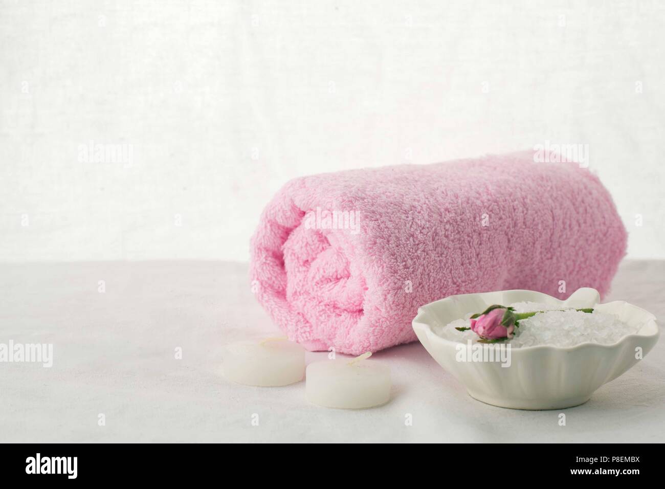 Beautiful composition of spa treatment on white background. Concept of ...