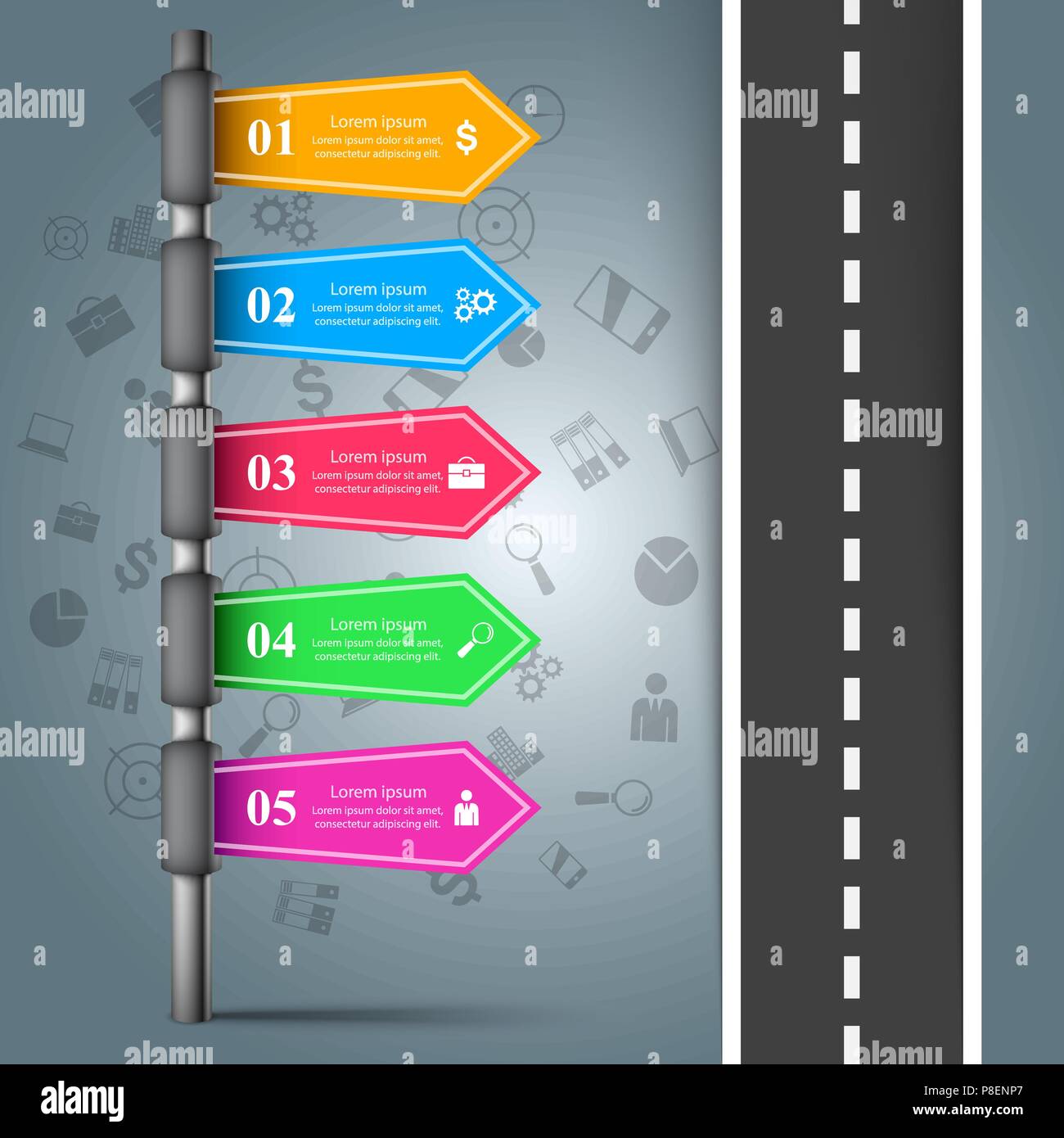 Road infographic design template and marketing icons Stock Vector Image ...