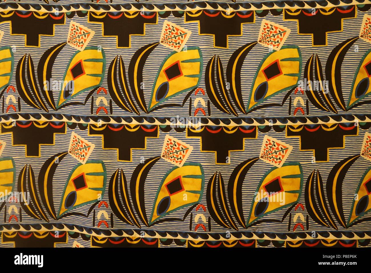 Textile design with American Indian motifs. Museum: State Russian ...