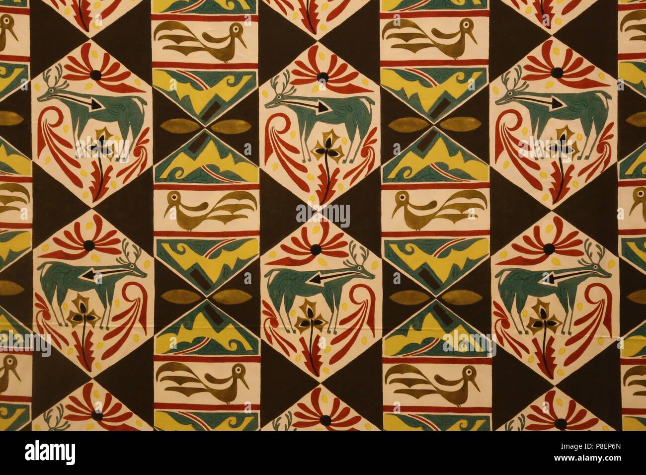 Textile design with American Indian motifs. Museum: State Russian ...