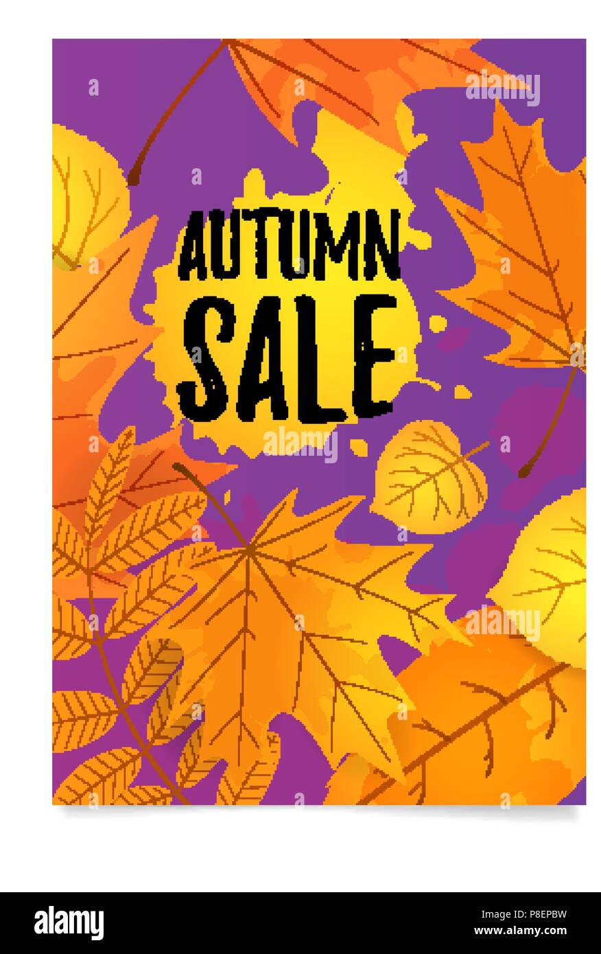 Autumn sale brochure, Fall discount poster template with orange and ...