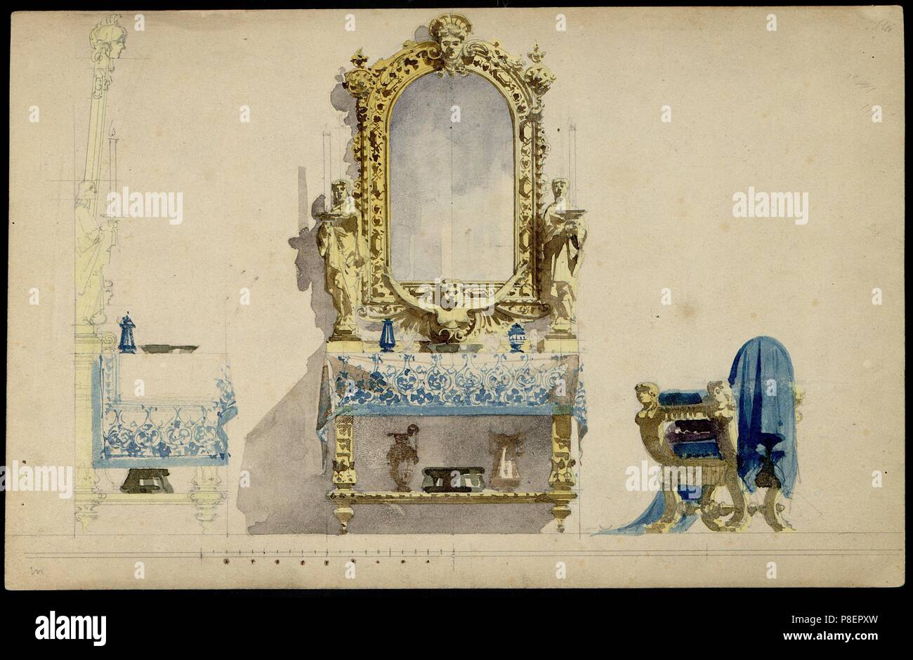 Vanity table, Desdemona's room. Set design for opera Otello by Giuseppe ...