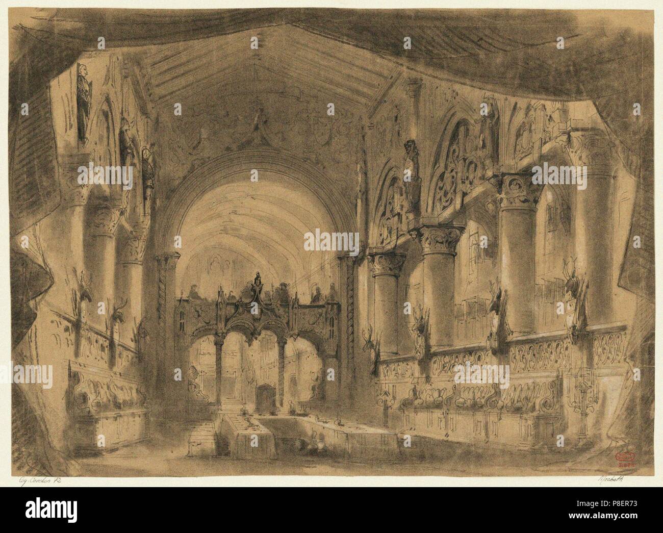 Set design for opera Macbeth by Giuseppe Verdi. Paris, Théâtre-Lyrique ...